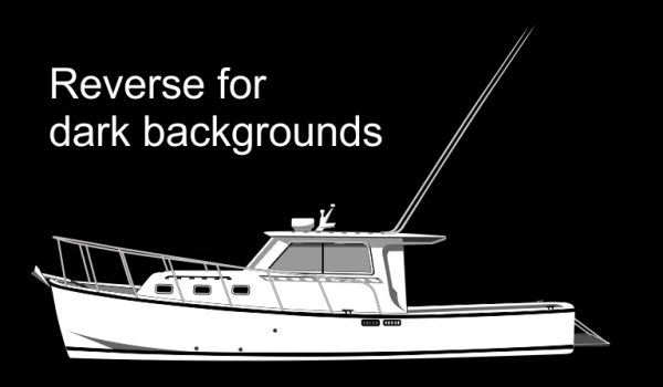 Boat line art drawing by Marine Graphics Boat Lettering