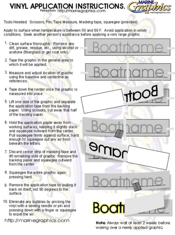 Boat Lettering - Vinyl Application Instructions
